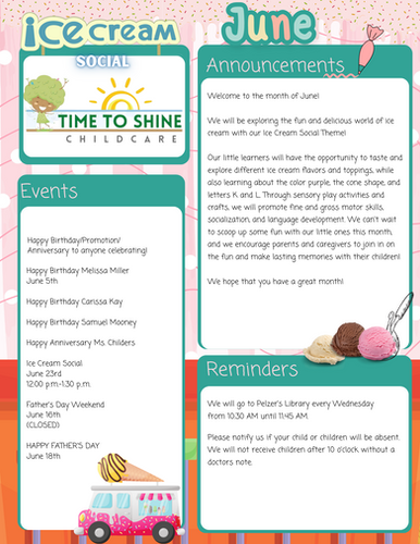 Ice Cream Social Newsletter Template | DTS