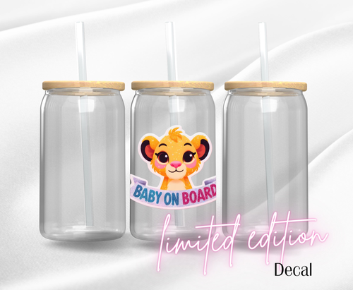 Simba Baby On Board - Premium UV DTF DECAL | BOSS Babe Wholesale