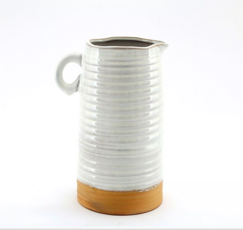 Porcelain Ribbed Jug | Salt and Steel