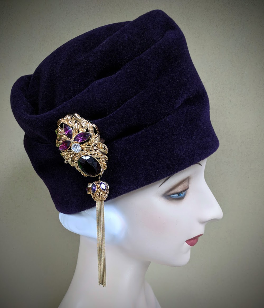 New Hat Inspirations - Aubergine Draped Felt Turban