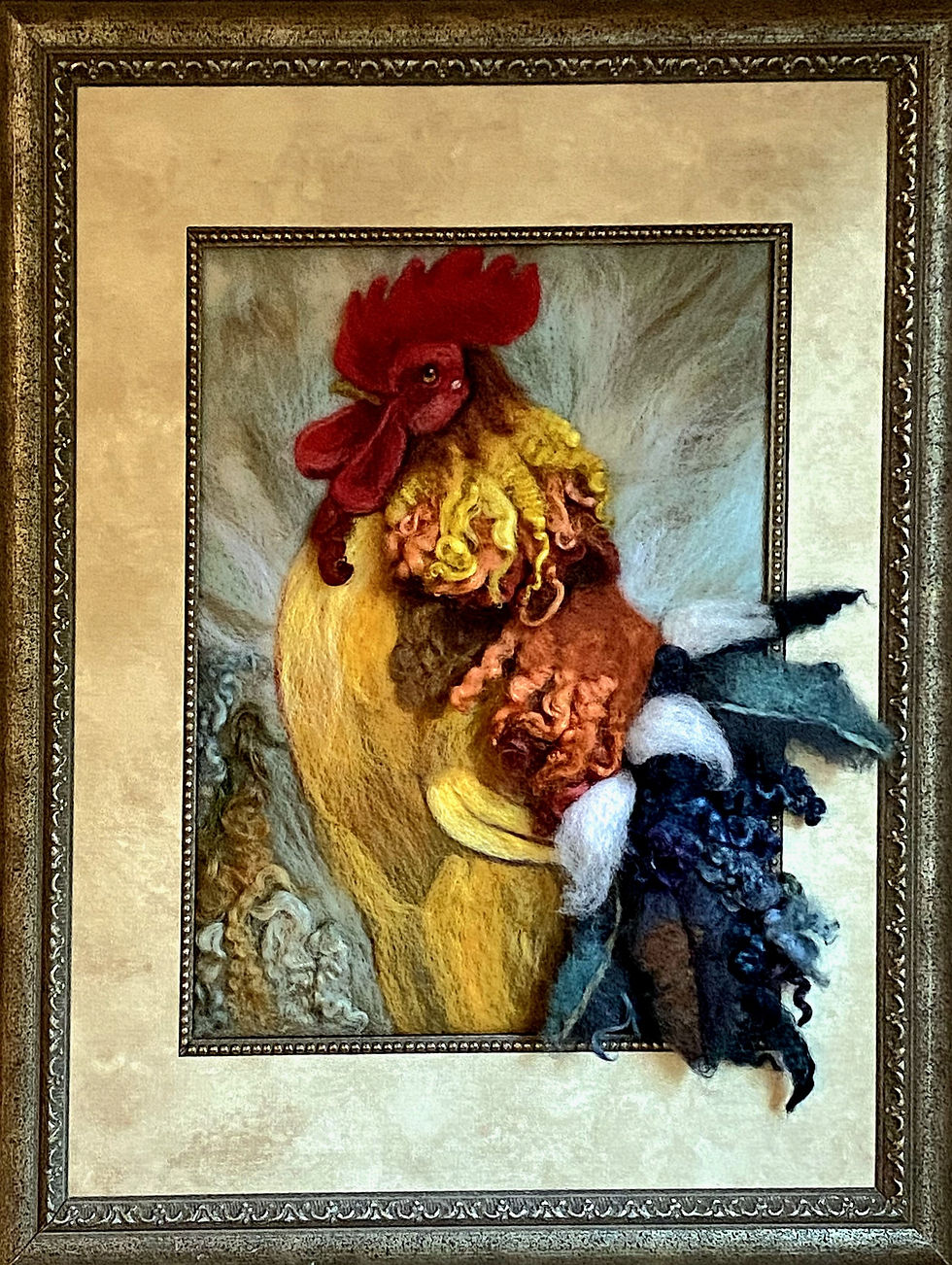 1/11 Needle Felted Rooster Relief Painting with Justine Heinrichs ...
