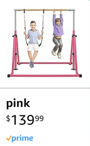 Height adjustable gymnastics bars with swing, new: $65/set