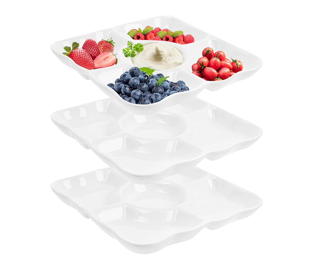 5 section ceramic divided serving tray, new: $4/pc