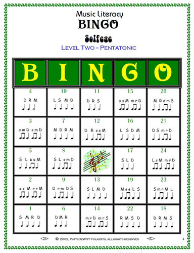 Solfege Music Literacy Bingo Level 2 | Patti DeWitt