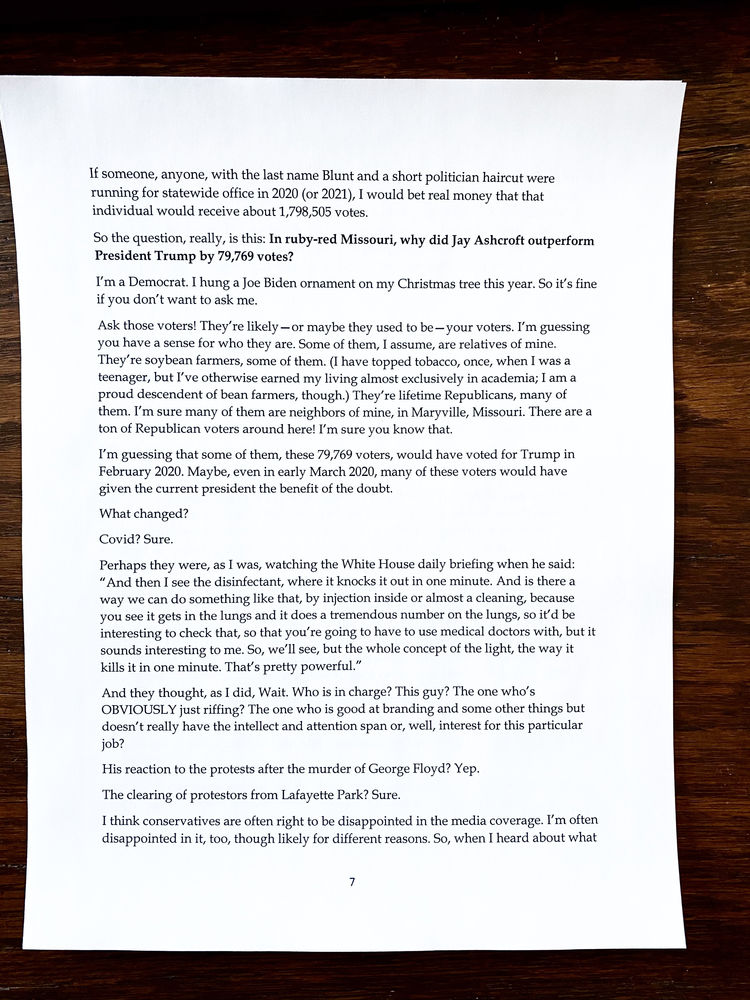 Letter to Senator Josh Hawley