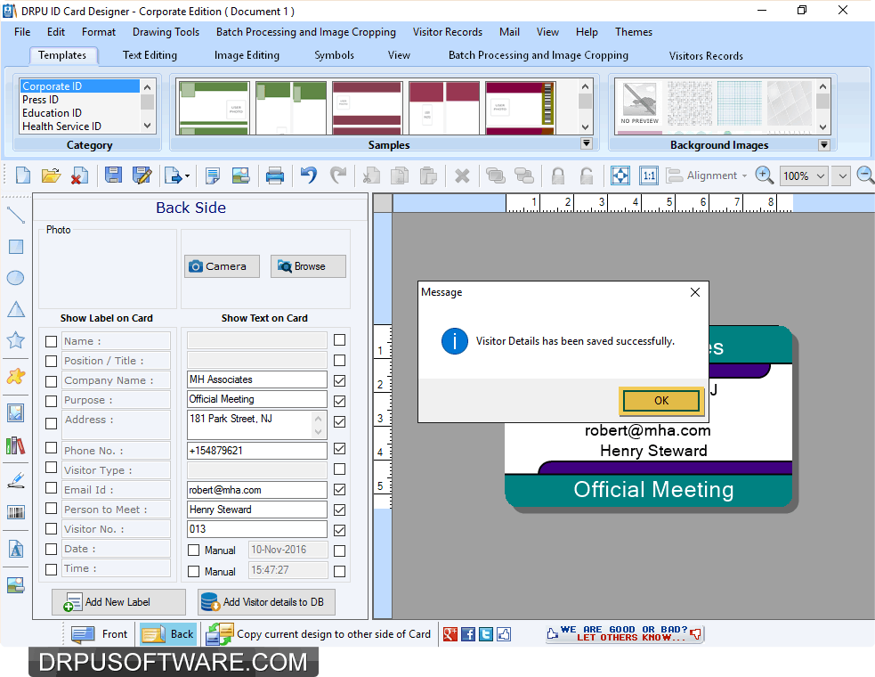How to design visitor ID cards and manage visitors record using ID Car