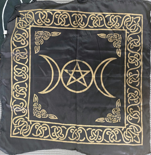 Printed Altar Cloth Triple moon with Pentagon | Rock Collage