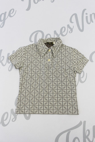 Fendi Grey FF Logo Monogram Shirt | Tokyo Roses Vintage