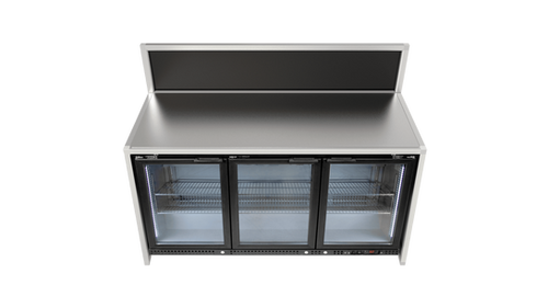 Tavolo refrigerato per bancone bar con vetro trasparente. Banco bar ...