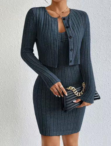 Ribbed Solid Two-piece Set | Universe Beauties