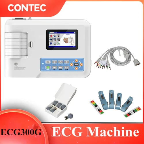 CONTEC ECG300G Electrocardiograph,Digital 3 Channel 12 lead EKG+Printer ...