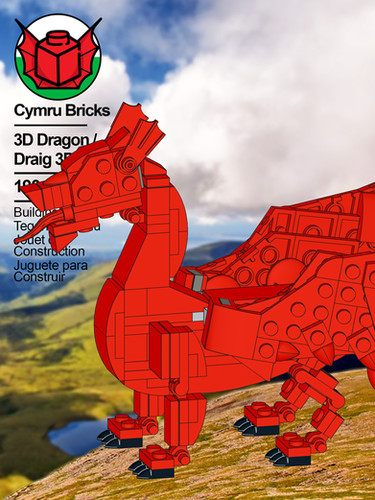 3D Welsh Dragon LEGO® set, from Wales by Cymru Bricks