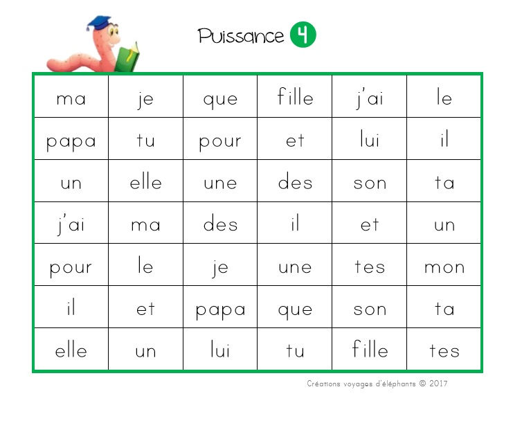 Mots fréquents en 1e année