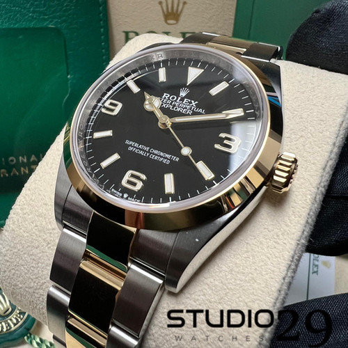 2021 Rolex Black Dial Two Tone Explorer - 36 MM | Studio 29 Watches