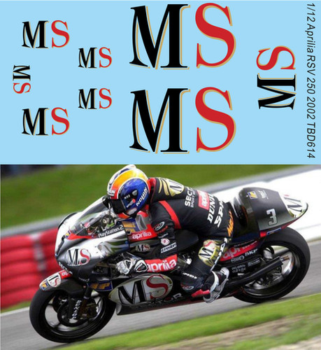 1/12 MS Decals x Aprilia RSV 250 Marco Melandri 2002 TB Decal TBD614 ...