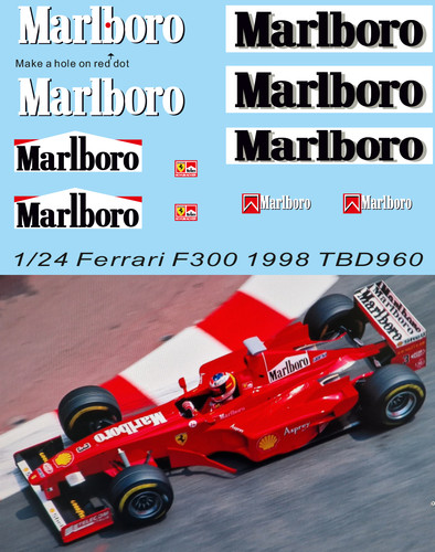 1/24 Sponsor Decals For Ferrari F300 Schumacher Irvine 1998 Decal ...