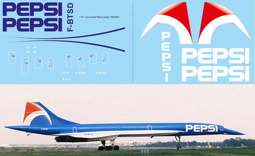 1/72 Decals x Concorde Air France PEPSI Livery F-BTSD TB Decal TBD892 ...