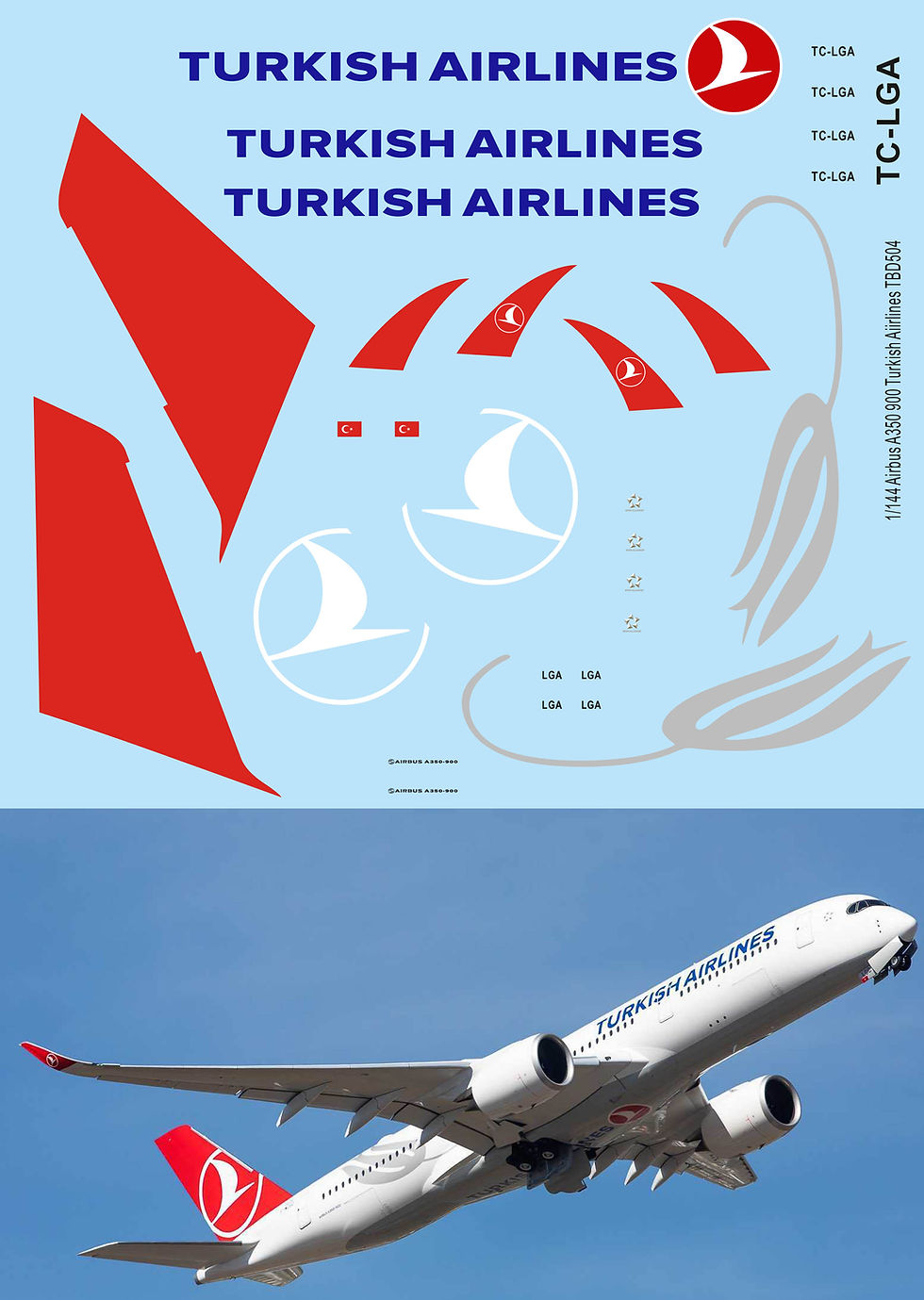1/144 Airbus A350 Decals Finnair Qatar Revell TB Decal