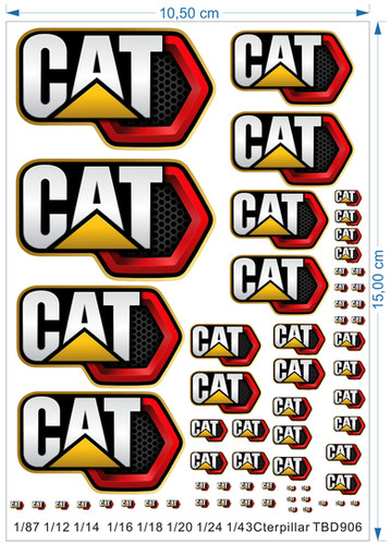 1/12 1/16 1/18 1/20 1/24 1/43 1/14 1/87 Cat Caterpillar Decals TB Decal ...