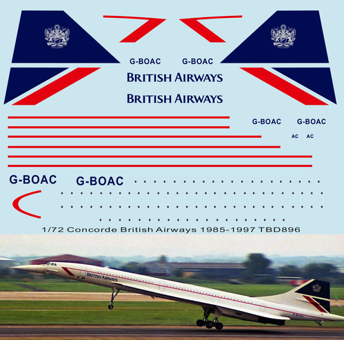 1/72 Decals X Concorde British Airways 1985 - 1997 TB Decal TBD896 ...