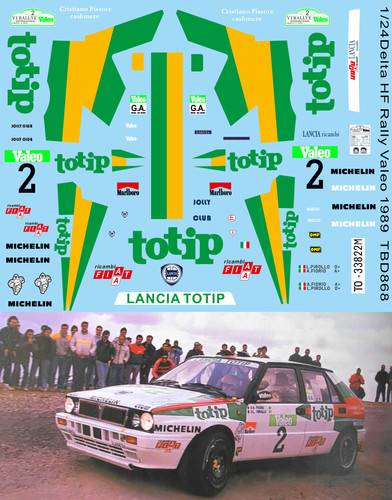 1/24 Decals Lancia Delta Totip Rally Valeo 1989 Fiorio Pirollo Decal ...