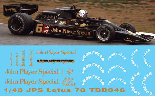1/43 Lotus 78 John Player Special & GoodYear DECALS TB DECALS TBD346 ...