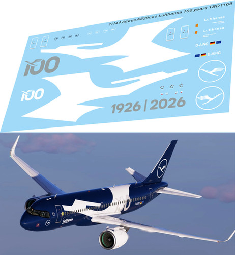 1/144 Decals for Airbus A320 Neo Lufthansa 100 Years livery Decal ...