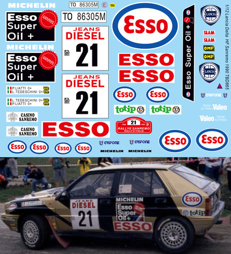 1/12 Decals X Lancia Delta HF 16V Rally Sanremo 1990 Esso Grifone Decal ...