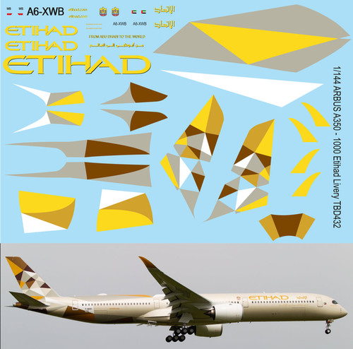 1/144 Airbus A350 - 1000 Etihad Livery Decals TB Decal TBD432 ...