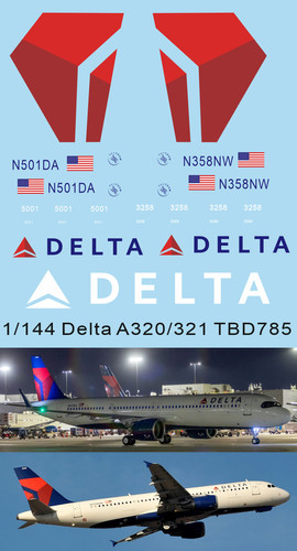 1/144 Decals X Airbus A320 / A321 Neo Delta Airlines Livery TB Decal ...