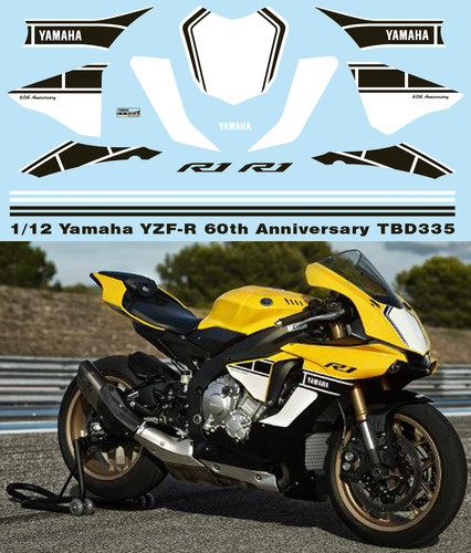 1/12 YAMAHA YZF-R1 M 60TH ANNIVERSARY DECALS SET FOR TAMIYA KIT 1413 ...