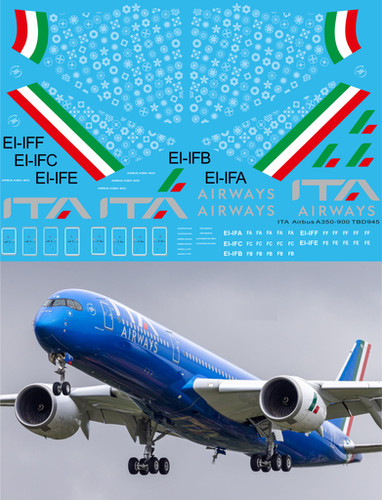 1/144 ITA Airways Water Decals for Airbus A350 900 TB Decal TBD945 ...