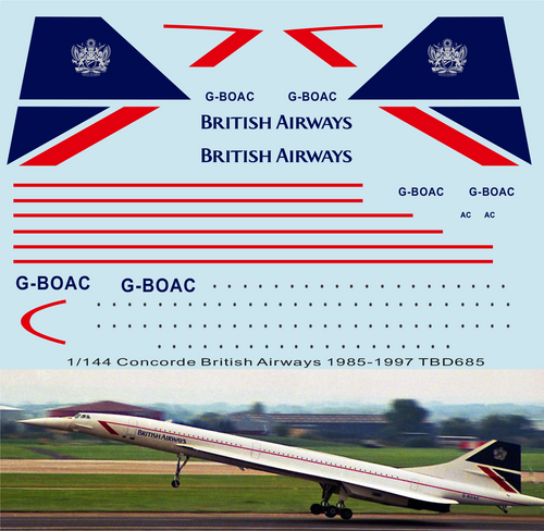 1/144 Decals X Concorde British Airways 1985 - 1997 TB Decal TBD685 ...