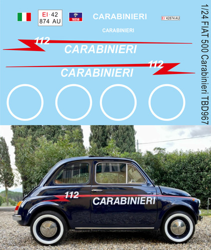 1/24 Water Decals for Fiat 500 Carabinieri livery Decal TBD967 ...