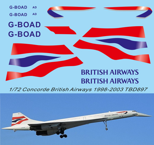 1/72 Decals X Concorde British Airways 1985 - 1997 TB Decal TBD897 ...