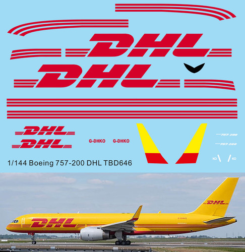 1/144 Decals x Boeing 757-200 DHL Additional Decal for kit TBD646 ...