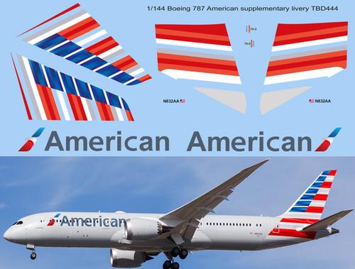 1/144 Boeing 787 American Airlines Livery Decals Decal TBD444 ...