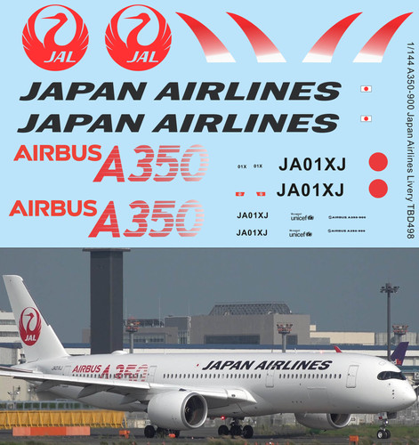 1/144 Decals for Airbus A350 900 Japan Airlines Livery Decal TBD498 ...