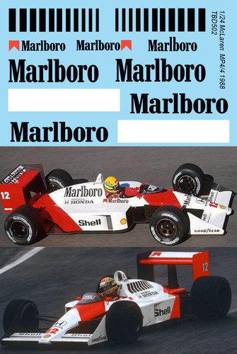 1/24 DECALS X McLaren MP4/4 1988 A.Senna Sponsor + Barcode TB DECAL ...