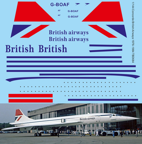 1/144 Decals X Concorde British Airways 1976 - 1984 TB Decal TBD684 ...
