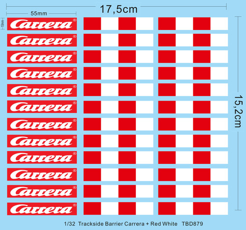 1/32 Slot Car F1 Trackside Stickers x Barrier Carrera Red White Fence ...