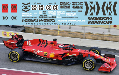 1/18 F1 Sponsor Decals x Ferrari SF1000 2020 TB Decal TBD488 ...