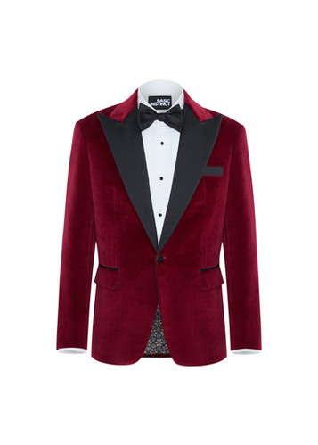 Mahogany Red Velvet Peak Lapel Single-Breasted Tuxedo | BASIC INSTINCT