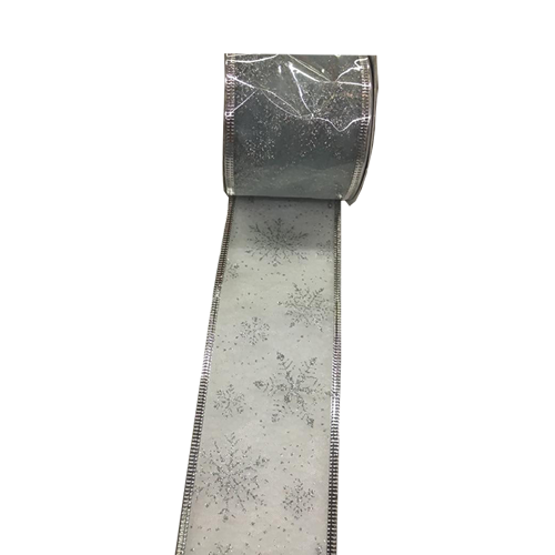 LISTON NAVIDEÑO CON ORILLA ALAMBRADA PLATA MERPAP | La Cadena
