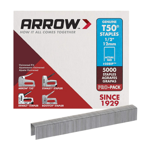 GRAPA ARROW 1/2" (12MM) USO MEDIO Y RUDO C/1250 PZ T50 | La Cadena