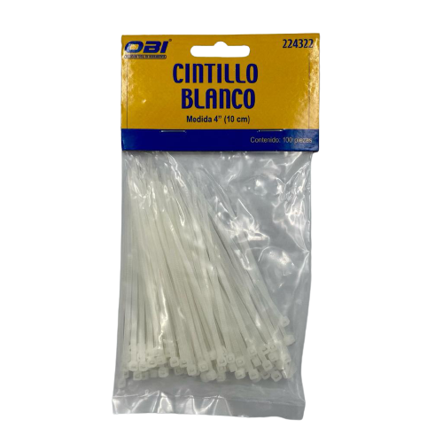 CINTILLO BLANCO 4" (10CM) C/100PZ 224322 OBI | La Cadena