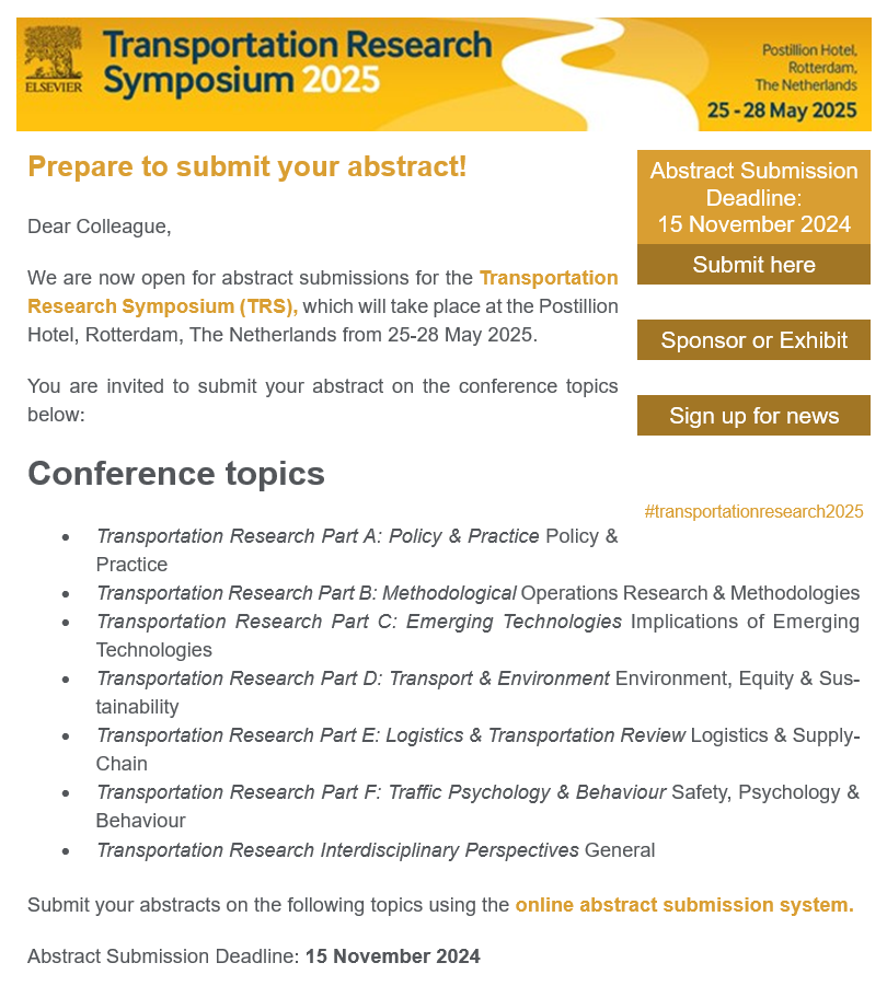 Call for abstract: Transportation Research Symposium (TRS), The ...