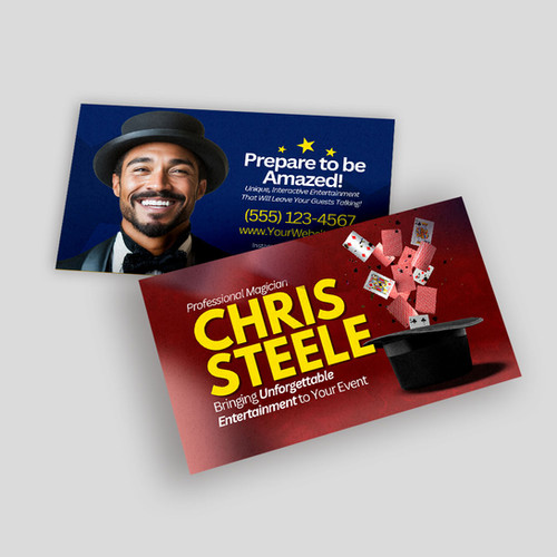 Magician Business Card Template – Hat with Flying Cards | Canva Template