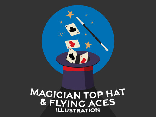 Magician Top Hat & Flying Aces Illustration: A Royalty-Free Vector ...