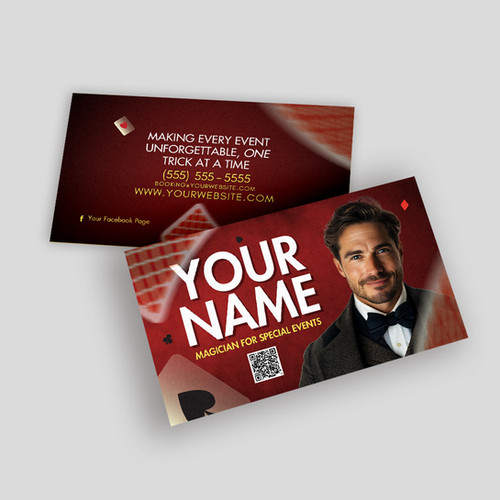 Falling Playing Cards Magician Business Card Template | Canva Template